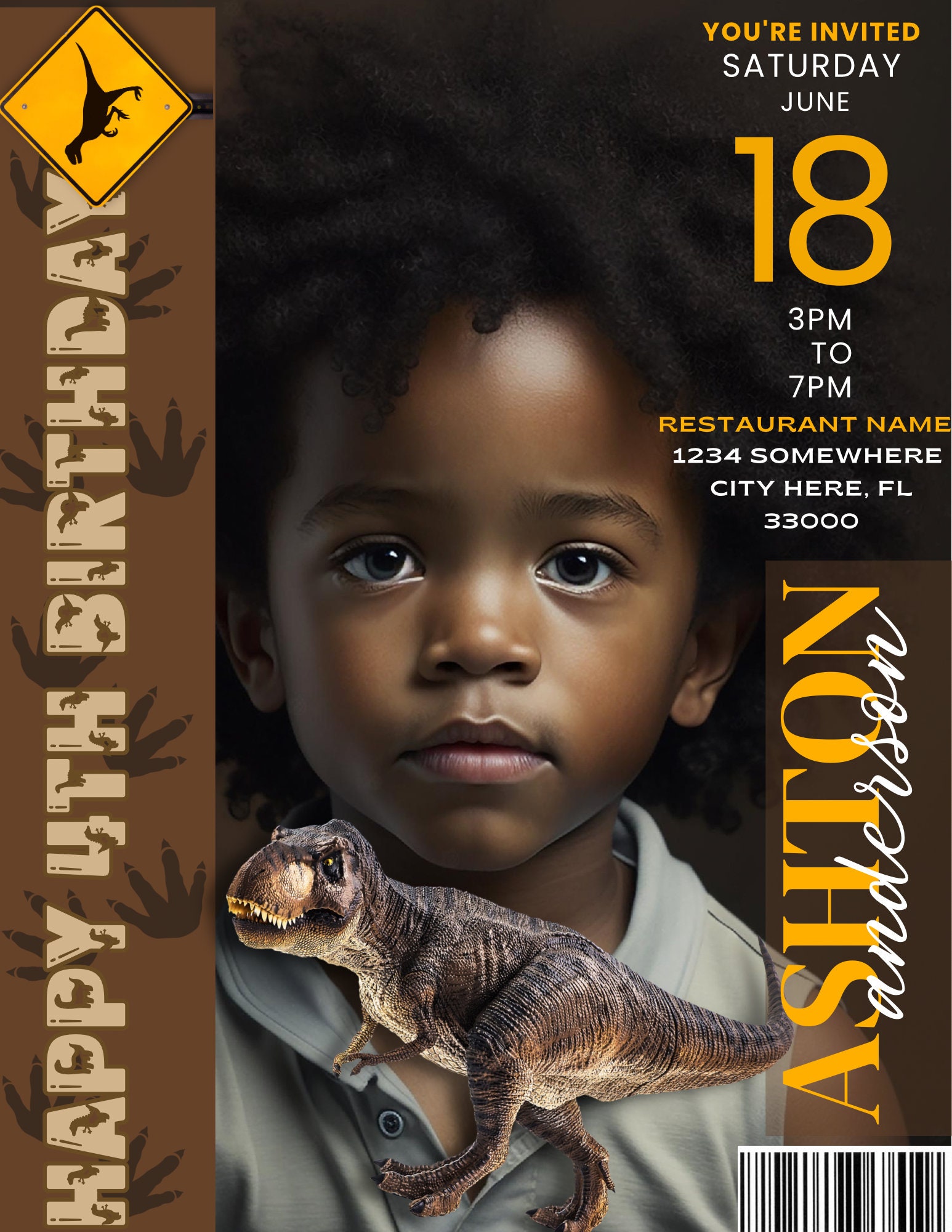 Editable Dino Theme Graduation or Birthday Magazine Invite Template - Etsy