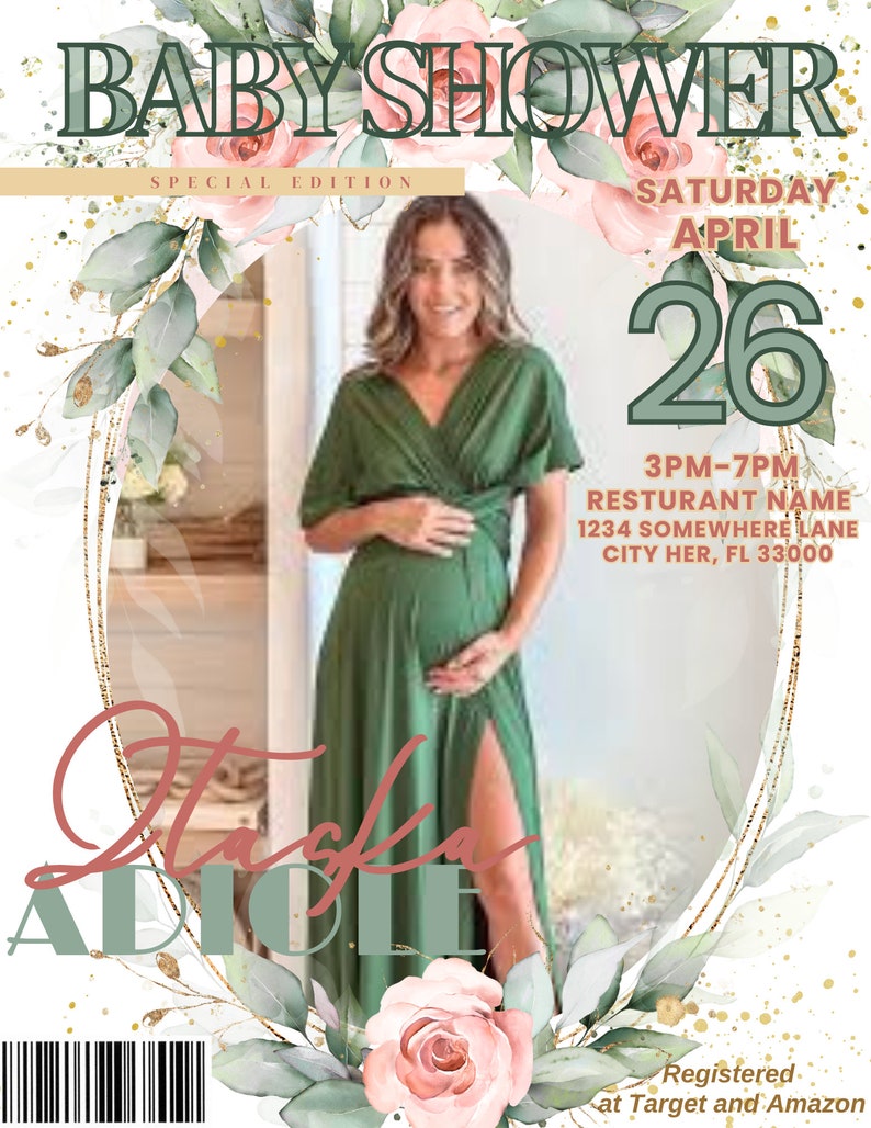 Editable Baby Shower Magazine Invite Template - Etsy