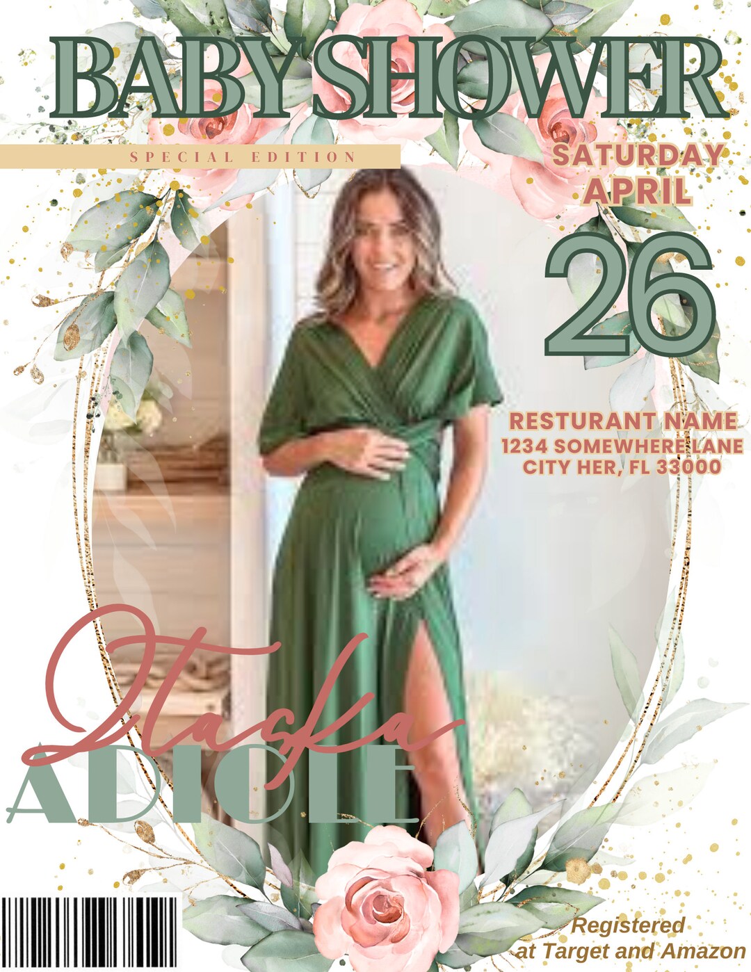 Editable Baby Shower Magazine Invite Template - Etsy
