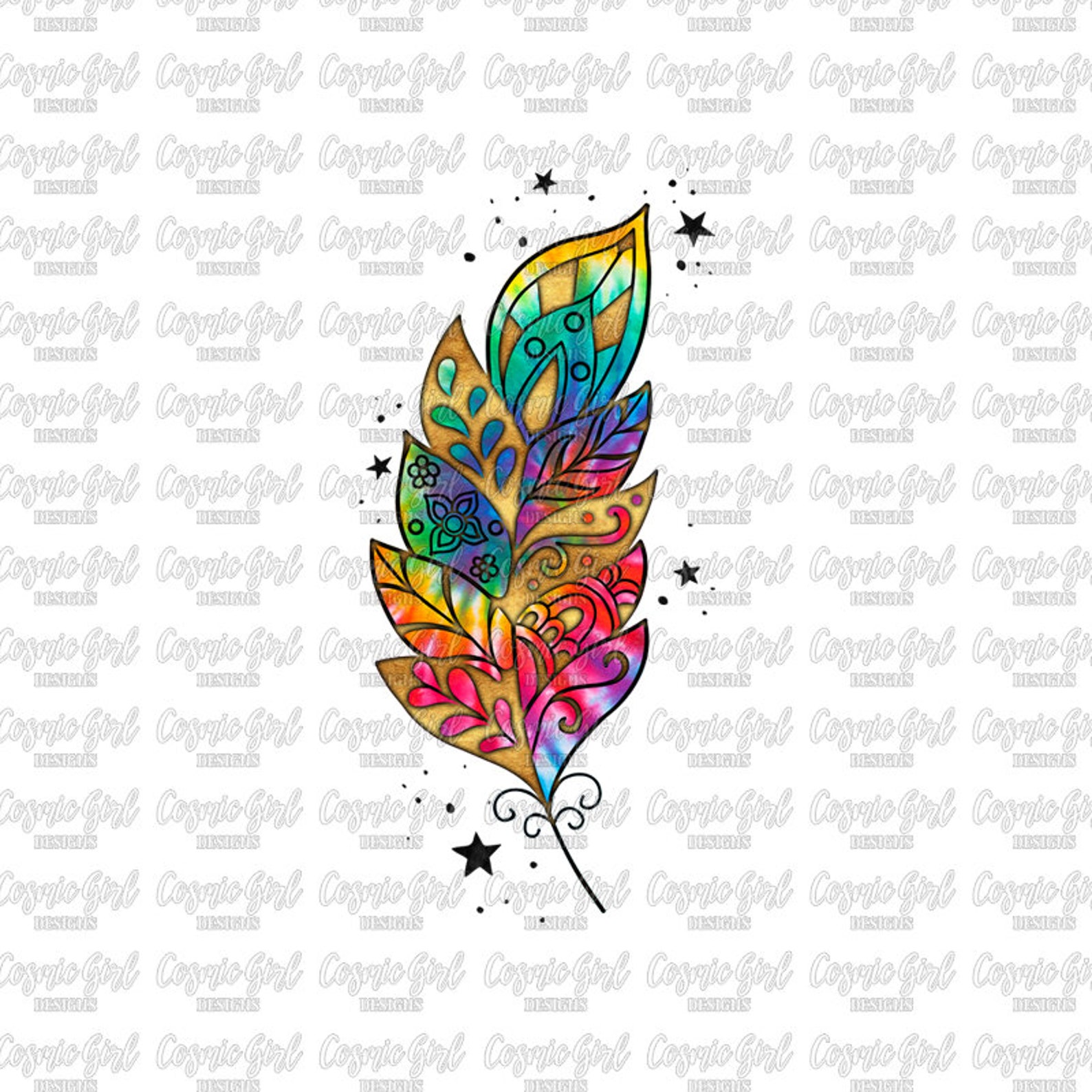 Feather Sublimation Design Template Boho Whimsical Tie Dye - Etsy