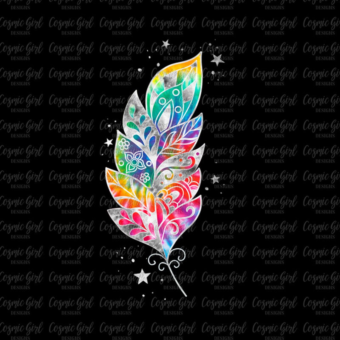 Feather Sublimation Design Template Boho Whimsical Tie Dye Clipart ...