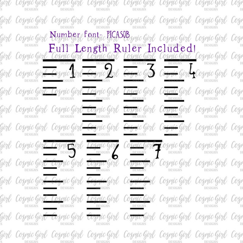 Ruler Growth Chart SVG Growth Ruler Stencil Files Inches DFX 6 - Etsy