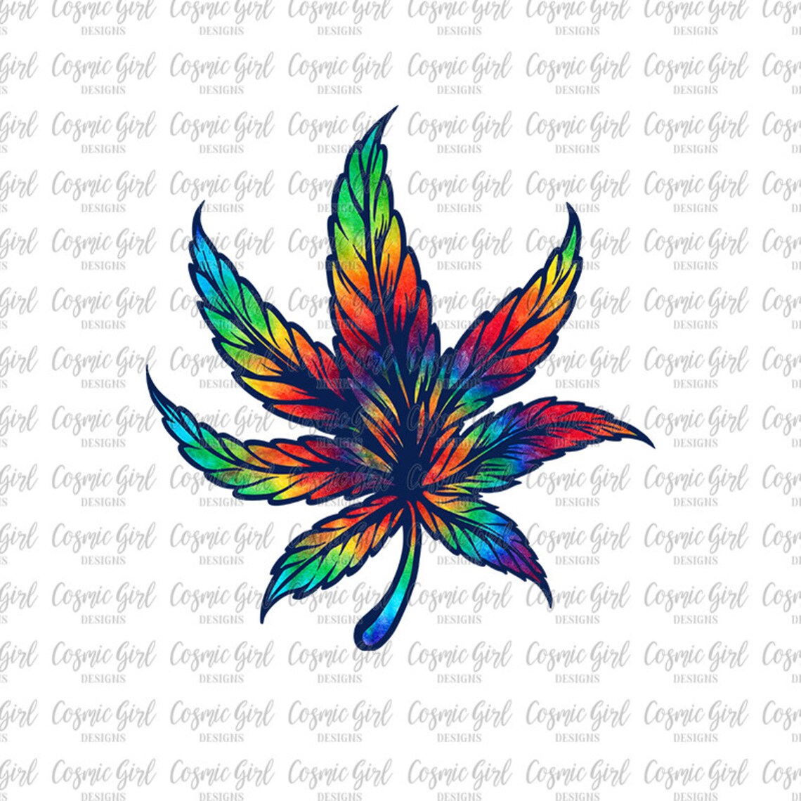 Weed Leaf Cannabis Sublimation Design Template 420 Rainbow Tie Etsy