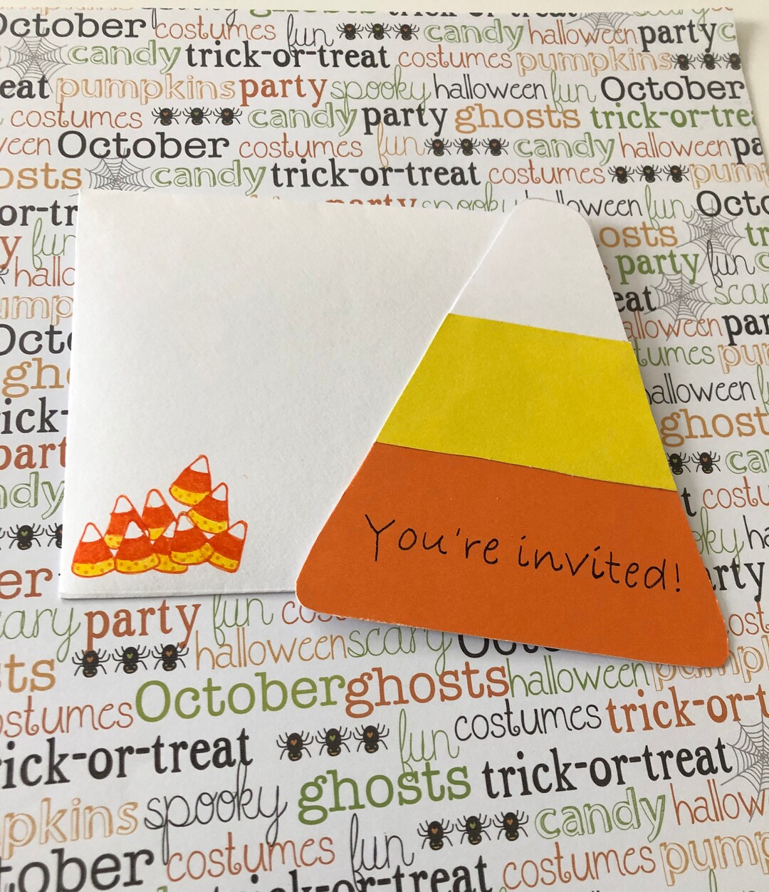 Party Invitations, Halloween Invitations, Candy Corn Shaped Invitations ...