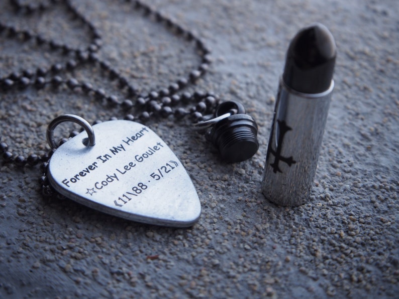 Forever in My Heart/ Bullet Urn Necklace for Him, Cremation Necklace ...