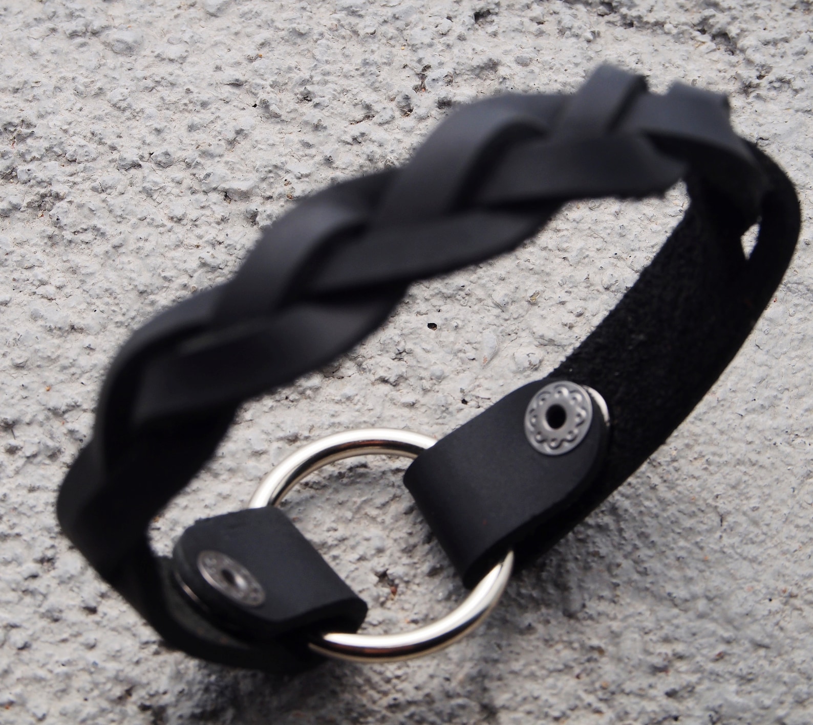 8.5" Wear the Ring Bracelet, Real Leather O Ring Bracelet, Braided ...