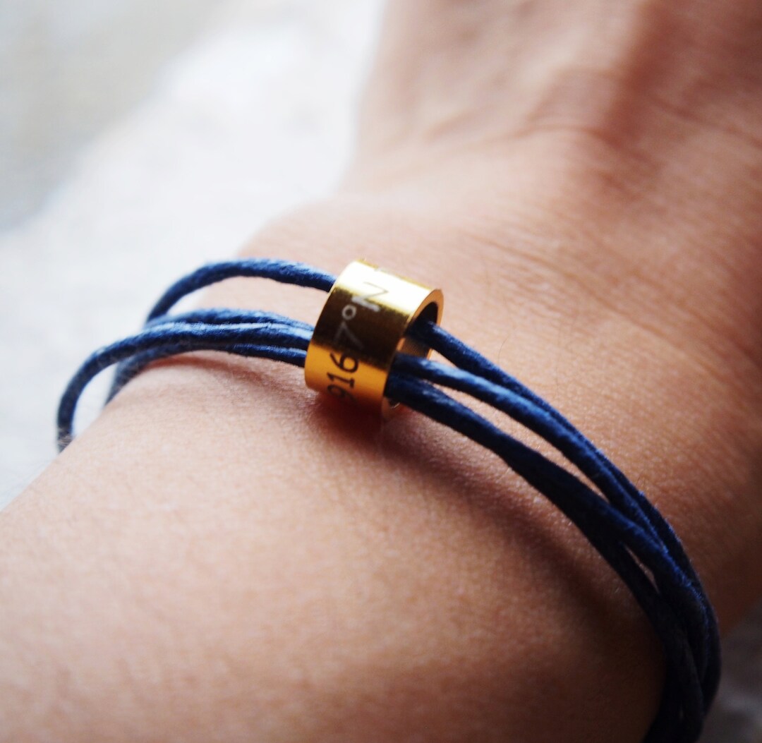 GOLD Coordinates Bracelet Mens Coordinates Bracelet Navy Blue - Etsy