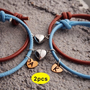 2pc=1set-couple Bracelets Leather, Couple Gifts Adjustable, Couple ...