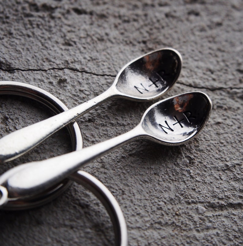 Spoon Couples Keychain, Couples Keychains Initial, Boyfriend Girlfriend ...