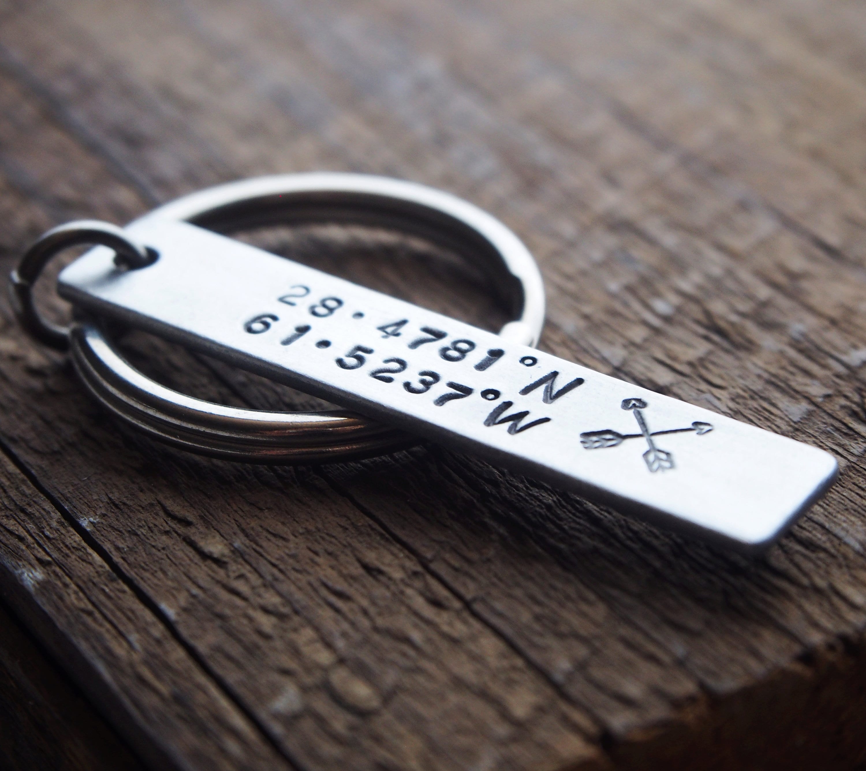 Custom Coordinate Keychain, Hand Stamped Coordinate Keychain, Custom ...