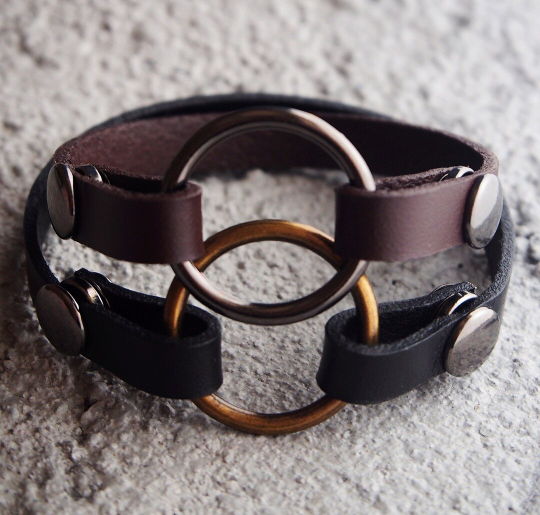 Wear a Ring Bracelet/ Men Women Leather Bracelet, Wedding O Ring, Widow ...