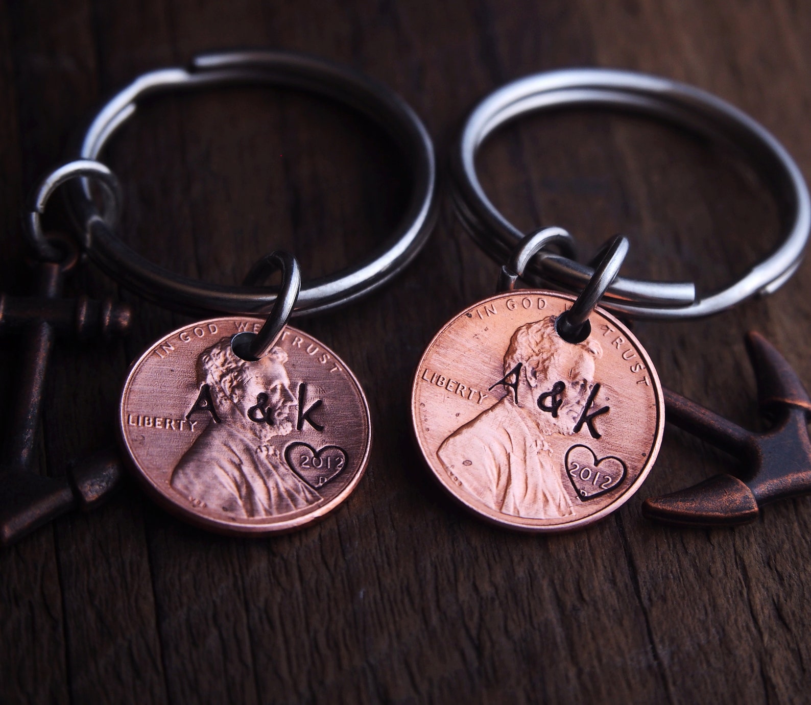 8th Anniversary Keychains, Anniversary Keychain, Couples Gifts, Penny ...