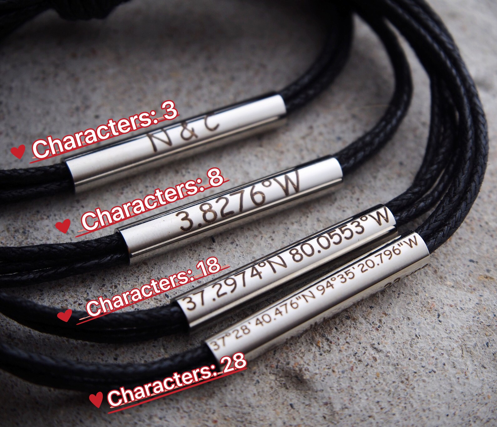 Custom Engraving Coordinate Bracelet, Mens, Womens, Pulseras ...
