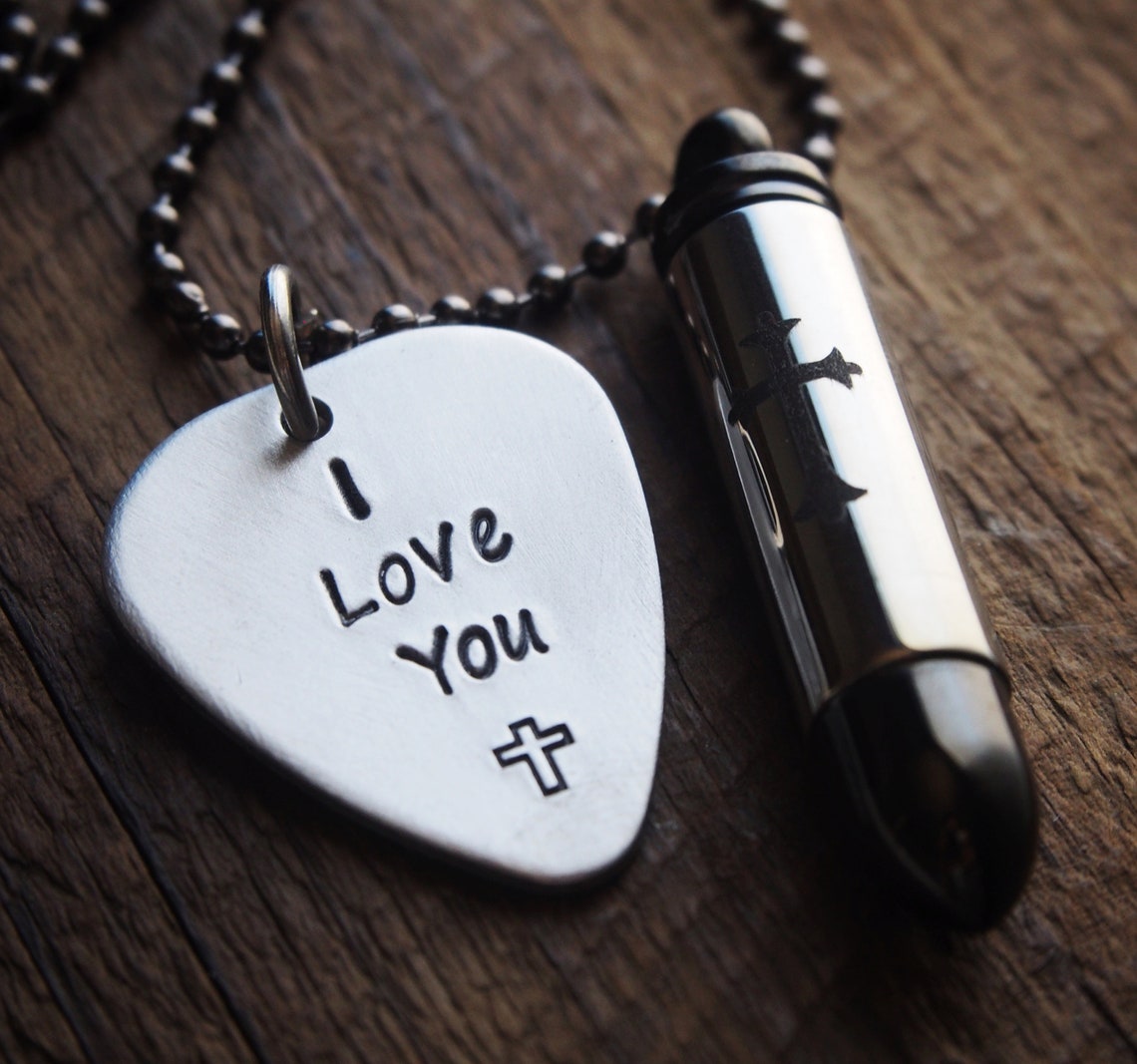 Bullet Urn Necklace for Him Cremation Necklace Bullet I Love - Etsy