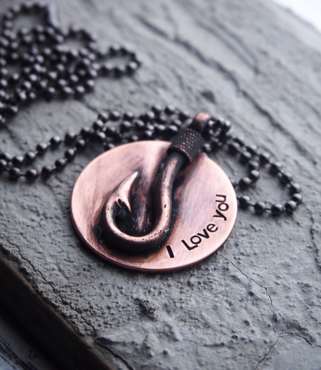Custom Engraved Boyfriend Necklace, Mens Necklace, Fish Hook, Boyfriend ...