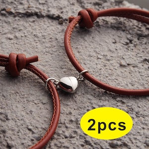 2pc=1set-couple Bracelets Leather, Couple Gifts Adjustable, Couple ...