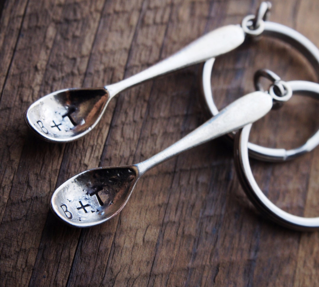 Spoon Couples Keychain, Couples Keychains Initial, Boyfriend Girlfriend ...