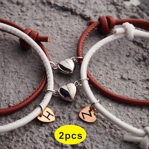 2pc=1set-couple Bracelets Leather, Couple Gifts Adjustable, Couple ...