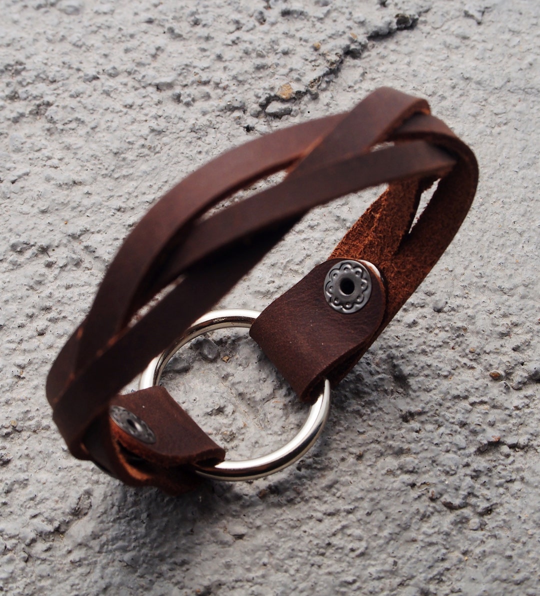 7.5" Braided Real Leather O Ring Bracelet, Replacement O Ring Bracelet ...