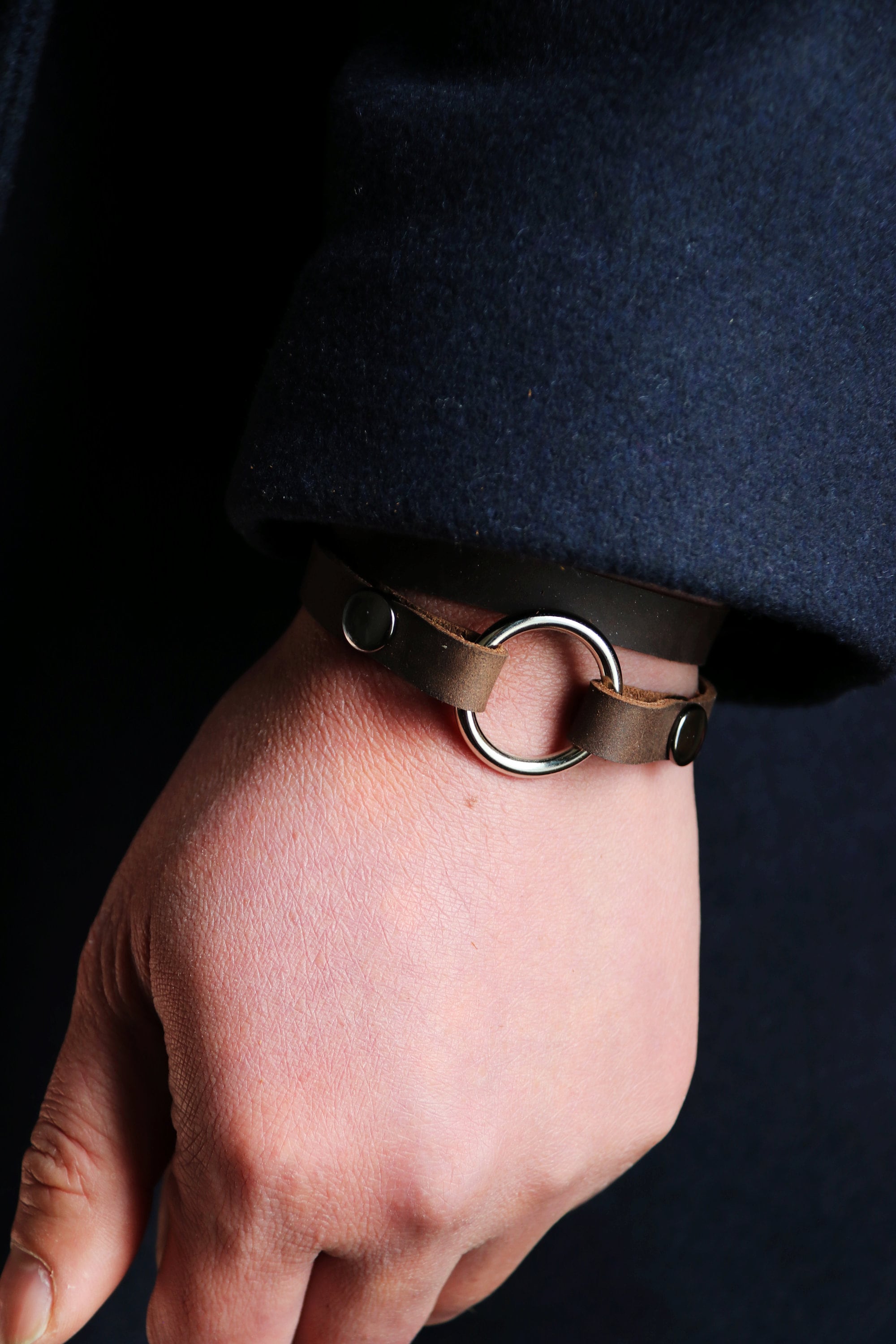 8.5" Wear the Ring Bracelet, Real Leather O Ring Bracelet, Braided ...