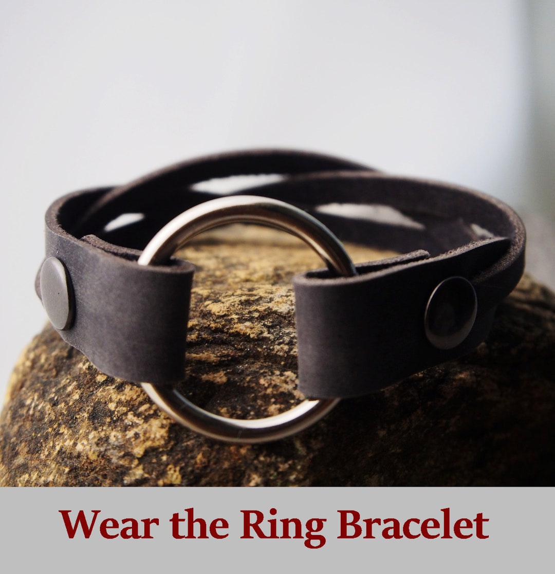 9" Wear the Ring Bracelet, Braided Real Leather O Ring Bracelet Holder ...