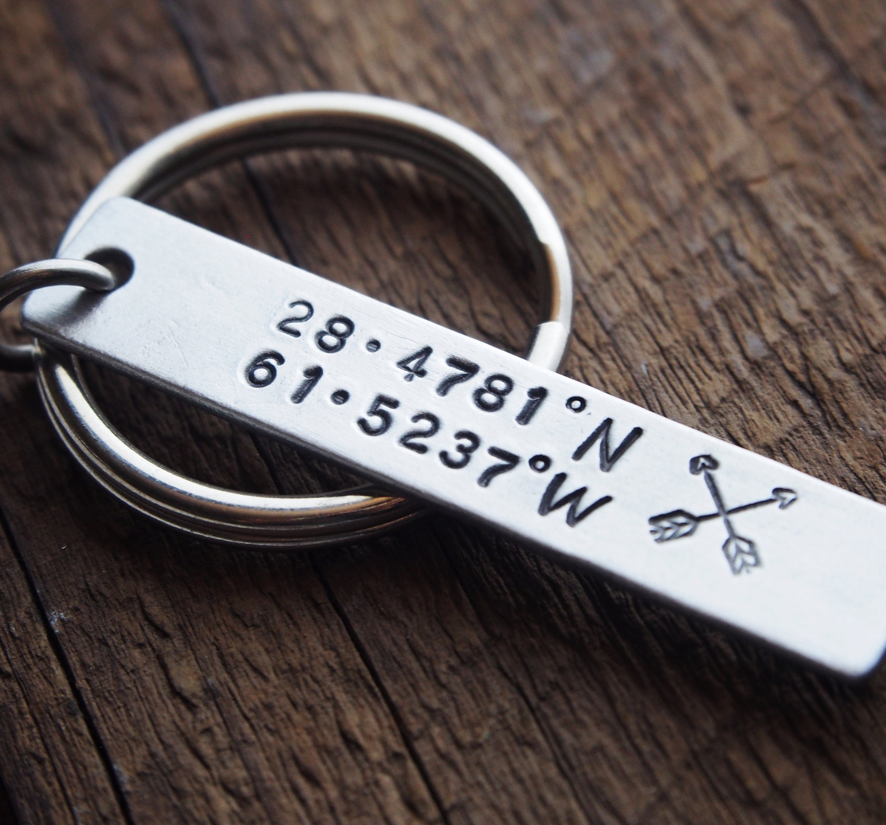 Custom Coordinate Keychain, Hand Stamped Coordinate Keychain, Custom ...
