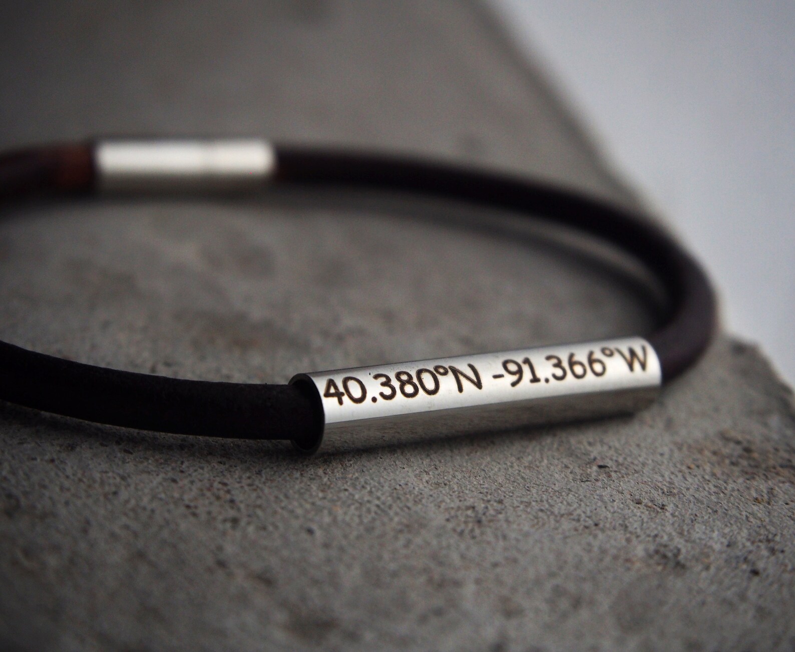 Simple Mens Bracelet Mens Coordinates Bracelets Real Leather - Etsy