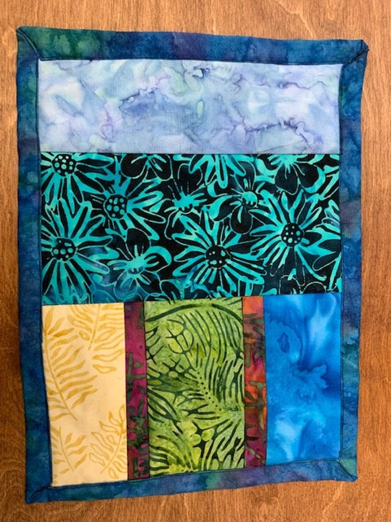 Batik Mug Rug Washable Candle Rug Quilted Table Topper - Etsy