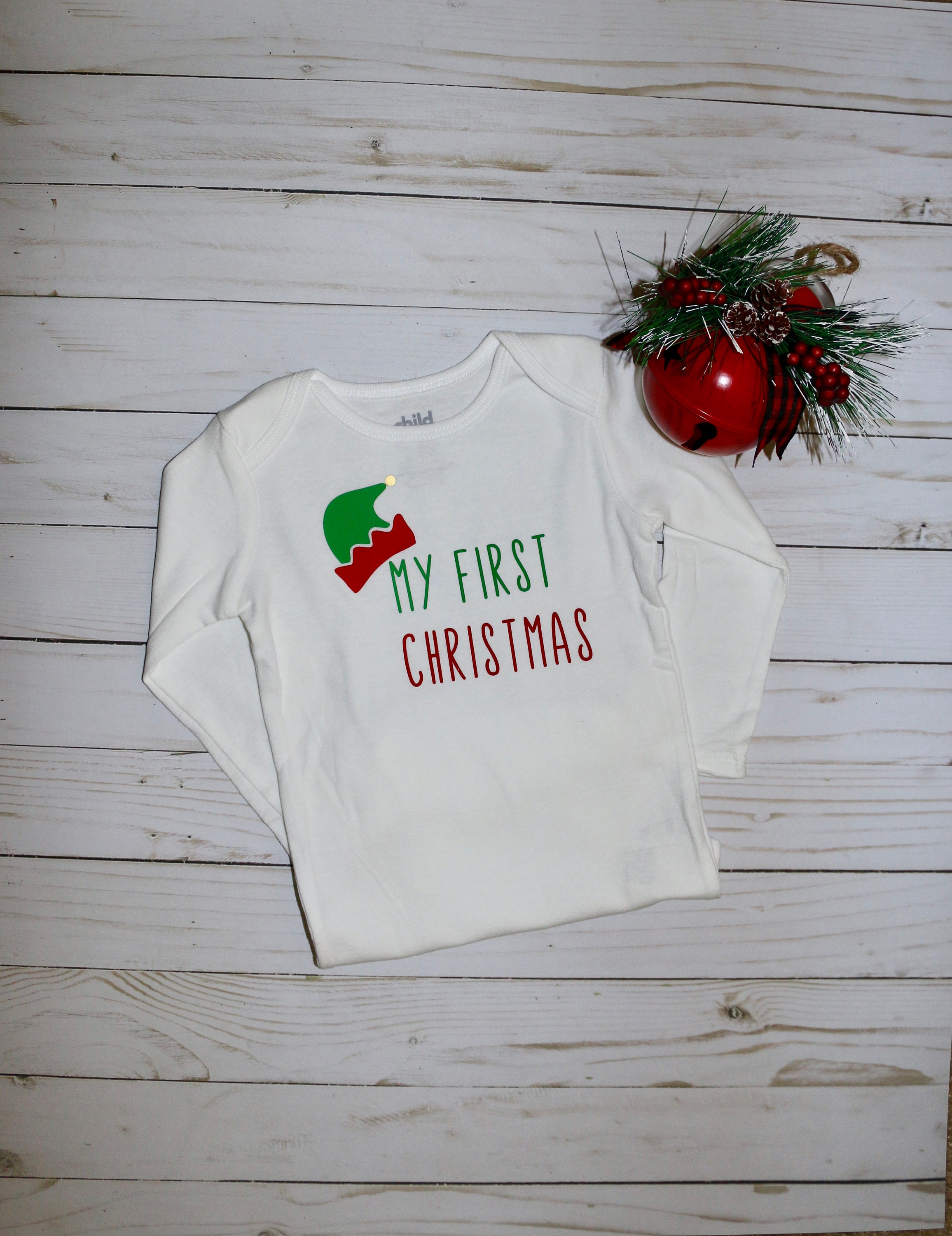 My First Christmas Infant Shirt Set With Bib - Etsy