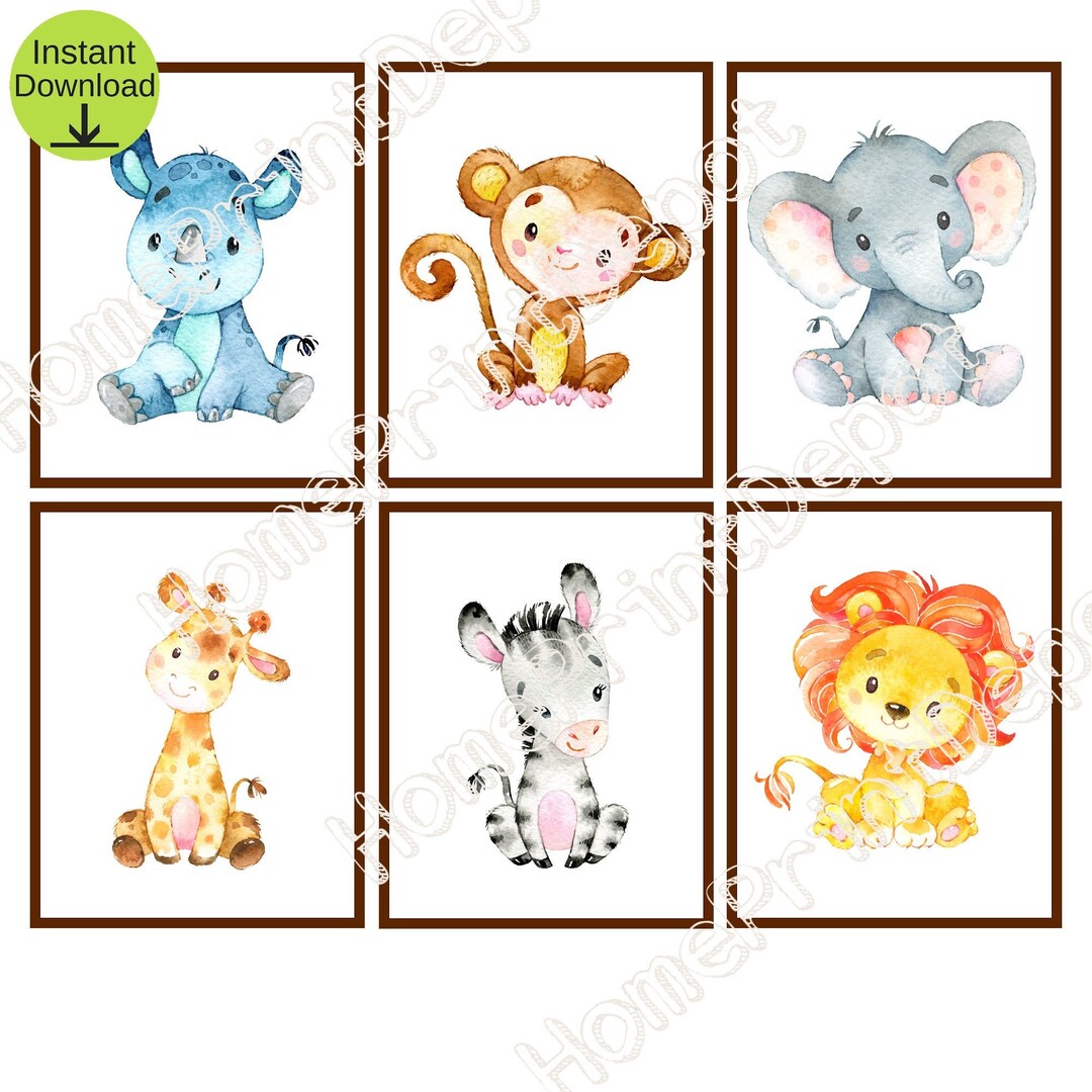 Vintage Safari Animals/funny Animals Art/nursery Decor/ Baby Room Decor ...