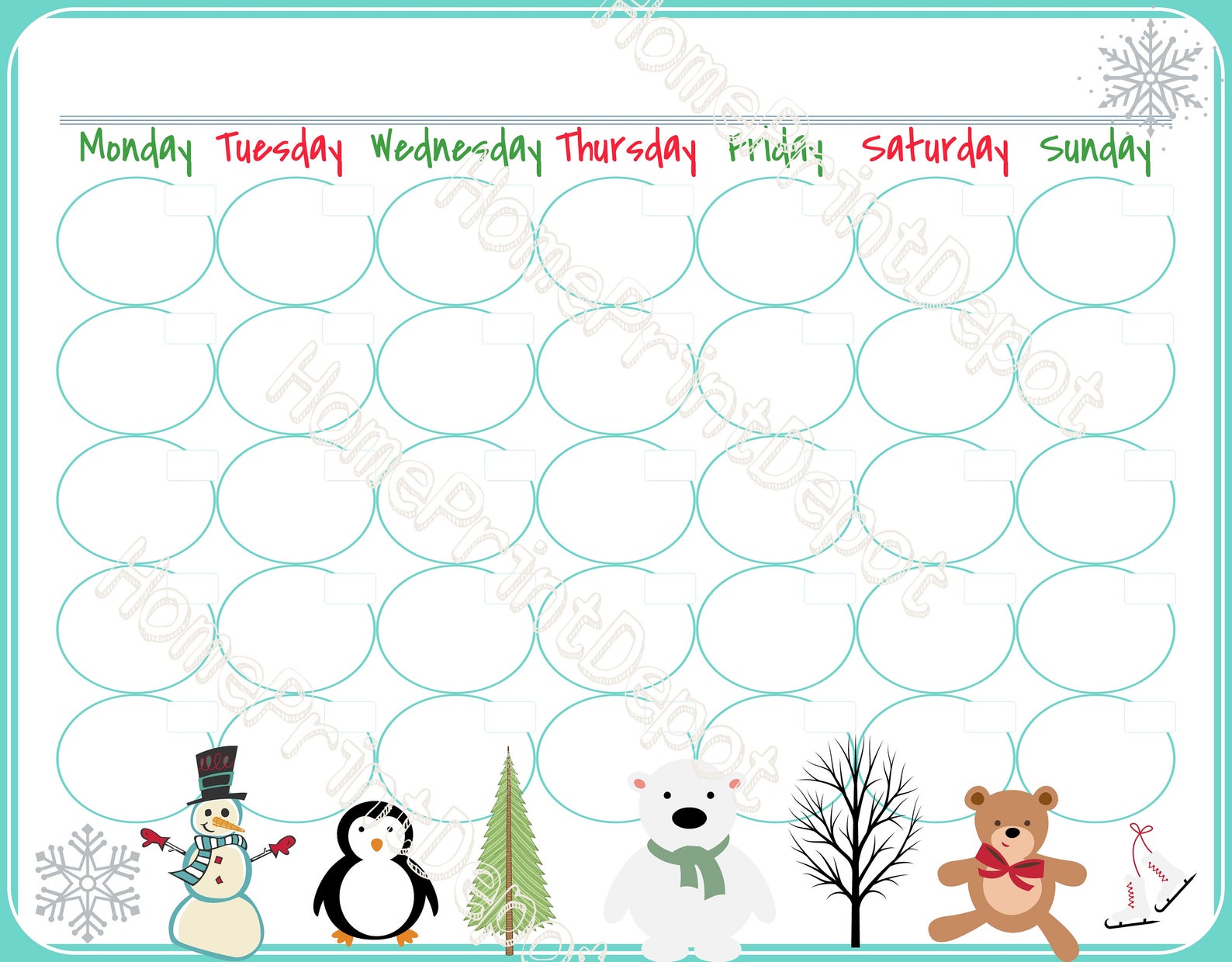 Seasonal Calendar for Kids, Educational Printable Planner (instant ...
