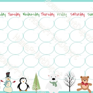Seasonal Blank Kids Calendar Page Template INSTANT DOWNLOAD Minimalist ...