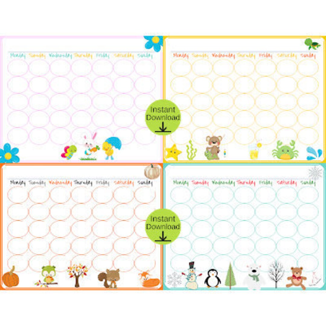 Seasonal Calendar for Kids, Educational Printable Planner (instant ...