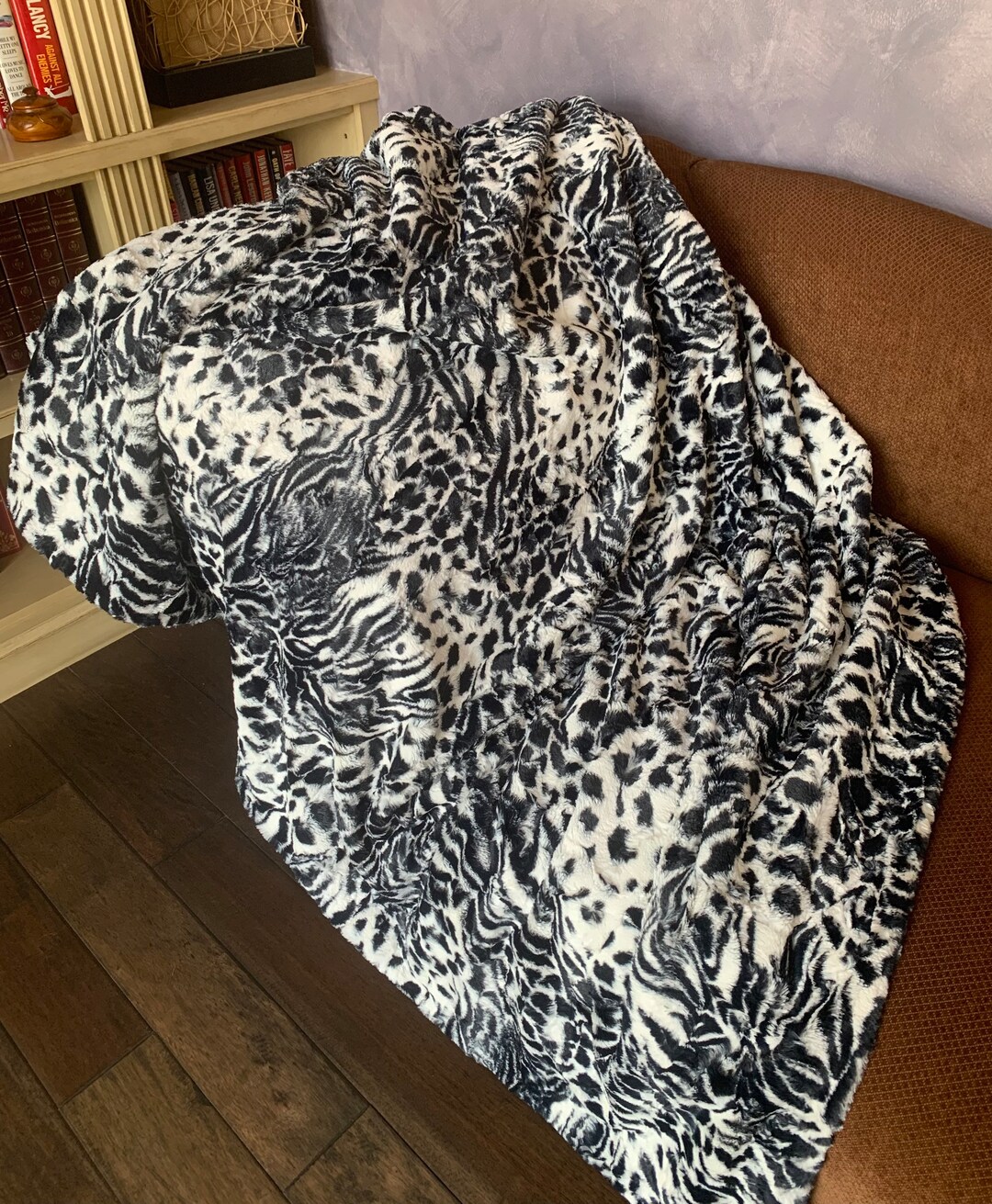 Handmade Exotic Chrome Minky Blanket: Double Sided Luxe Cuddle Throw - Etsy