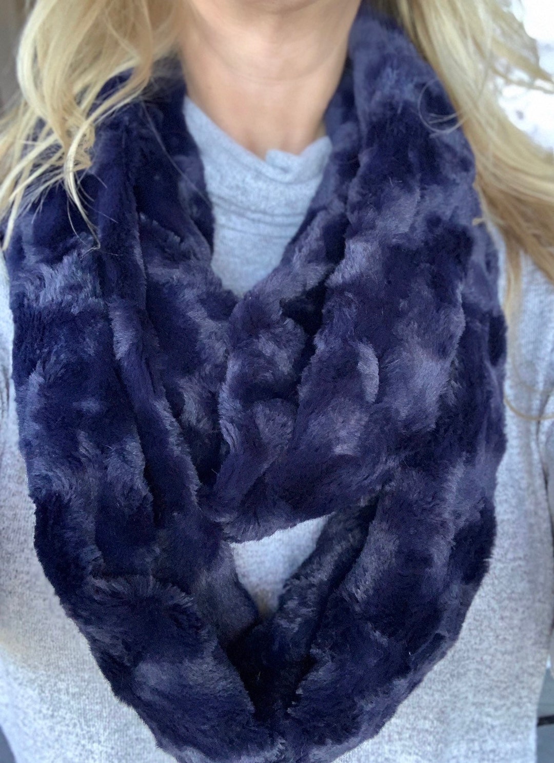 Minky Luxe Cuddle Ink Faux Fur Infinity Scarf - Etsy