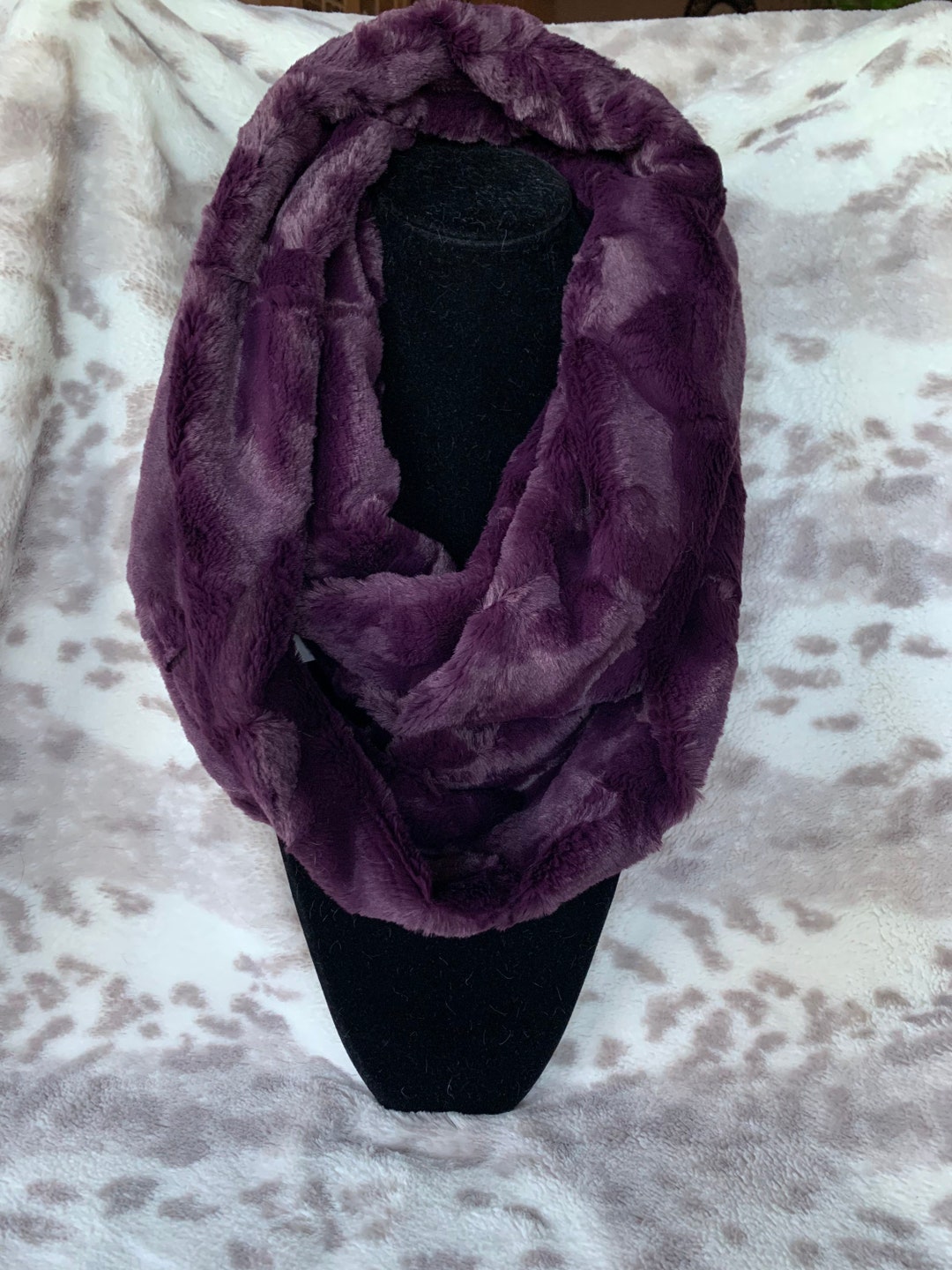 Minky Luxe Cuddle Berry Luna Faux Fur Infinity Scarf - Etsy