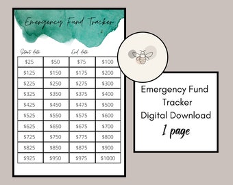 Printable Emergency Fund Worksheet, Pink Chart for Building an ...
