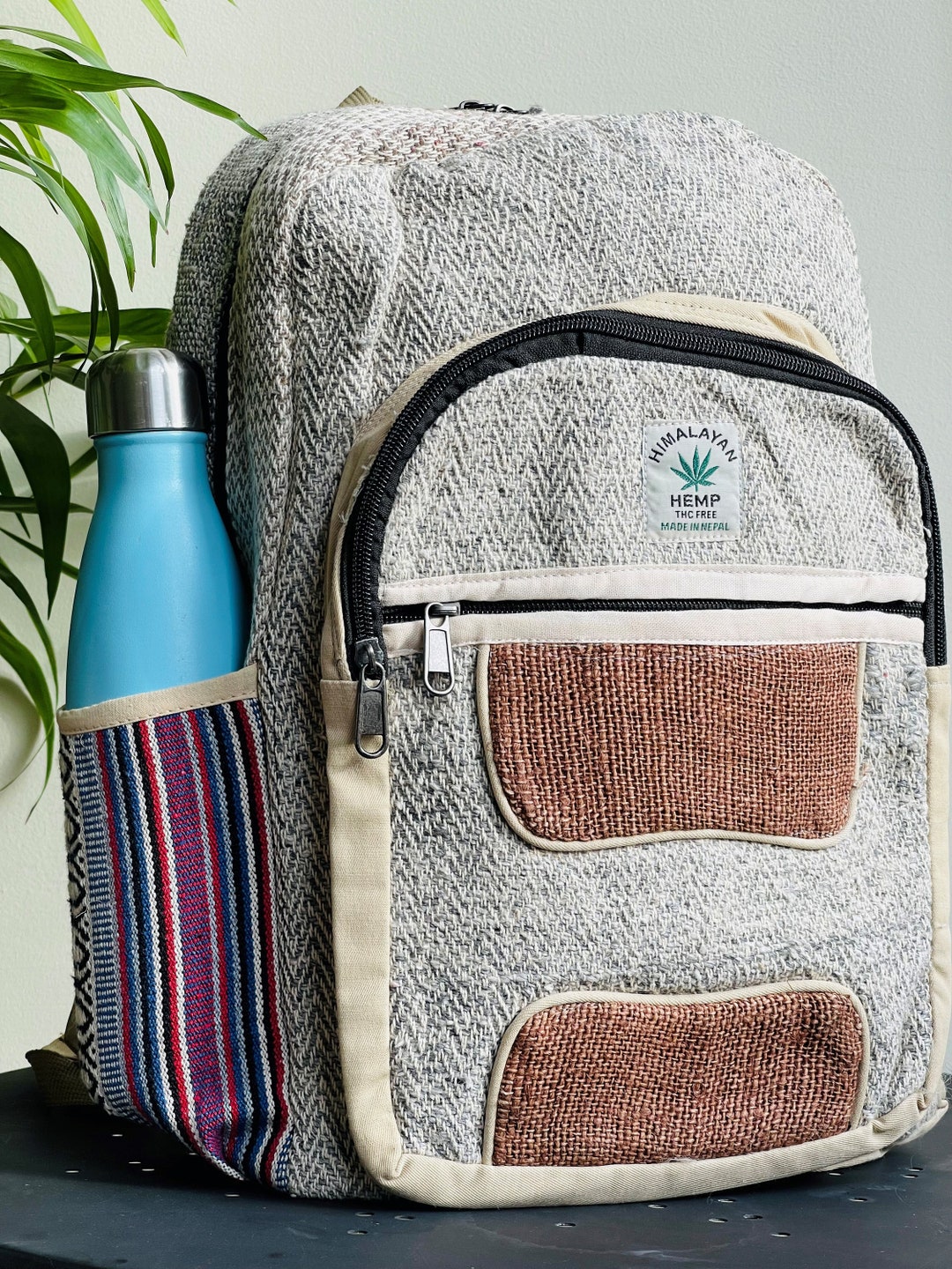 LARGE Himalayan Hemp Backpack With LAPTOP POCKET Nepal Fair Trade ...