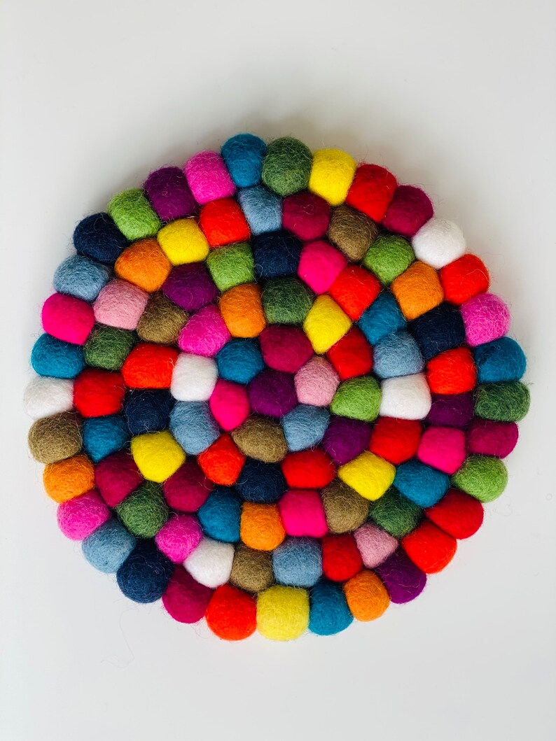 Nepal Handmade Dining Wool Felt Ball Mat Coaster Trivets | Etsy UK