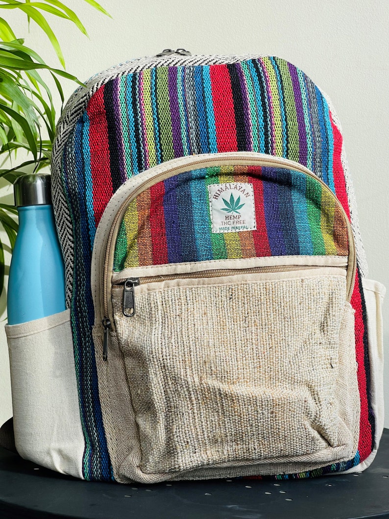 Large Himalayan Hemp Backpack With Laptop Pocket — Handmade in Nepal ...