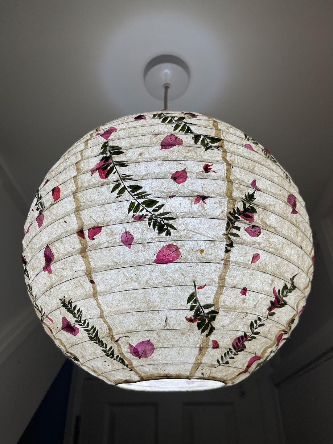 Handmade Paper Lamp Shades / Lokta Bougainvilliea Petal Paper Lamp ...