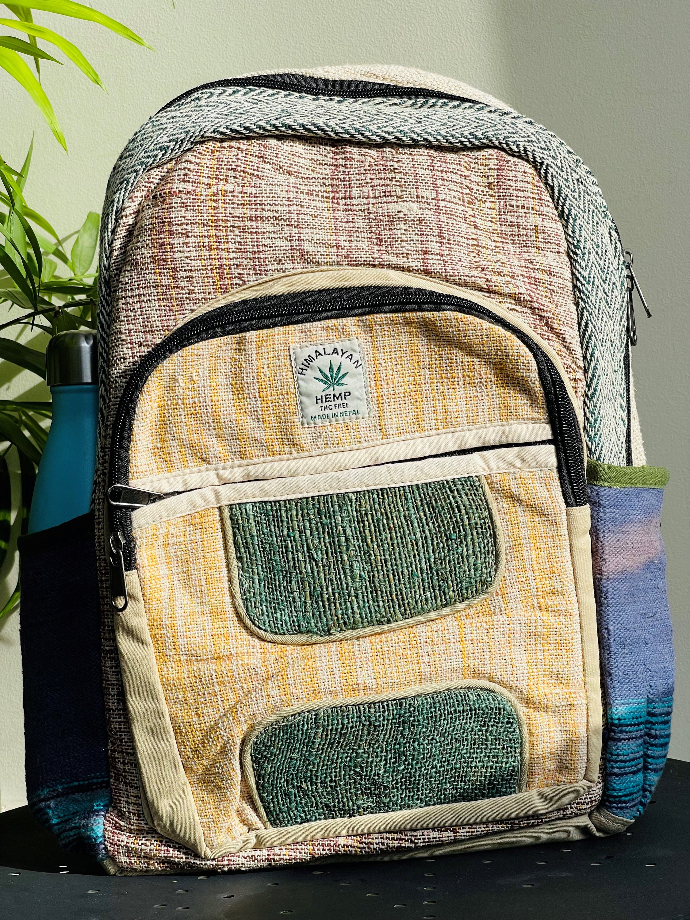 Large Himalayan Hemp Backpack With Laptop Pocket — Handmade in Nepal ...