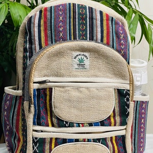 LARGE Himalayan Hemp Backpack With LAPTOP POCKET Nepal Fair - Etsy