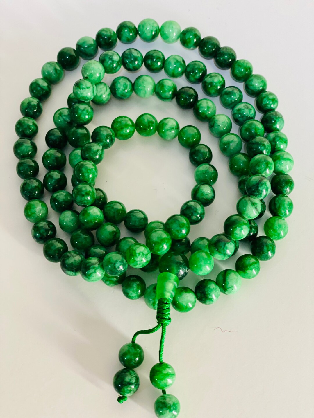 Natural GREEN Beads, 8mm, 108 Mala Beads, Spiritual, Meditation Beads ...