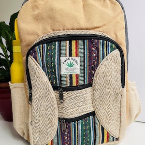 LARGE Himalayan Hemp Backpack With LAPTOP POCKET Nepal Fair Trade ...