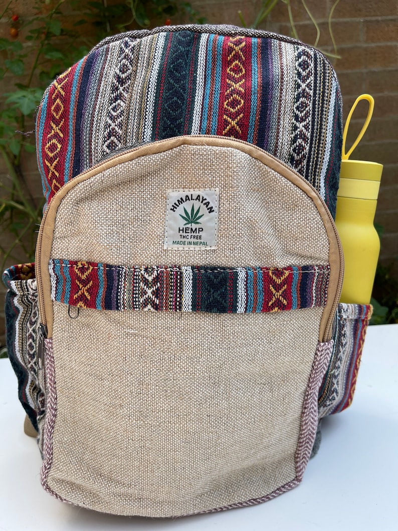 LARGE Himalayan Hemp Backpack With LAPTOP POCKET Nepal Fair - Etsy