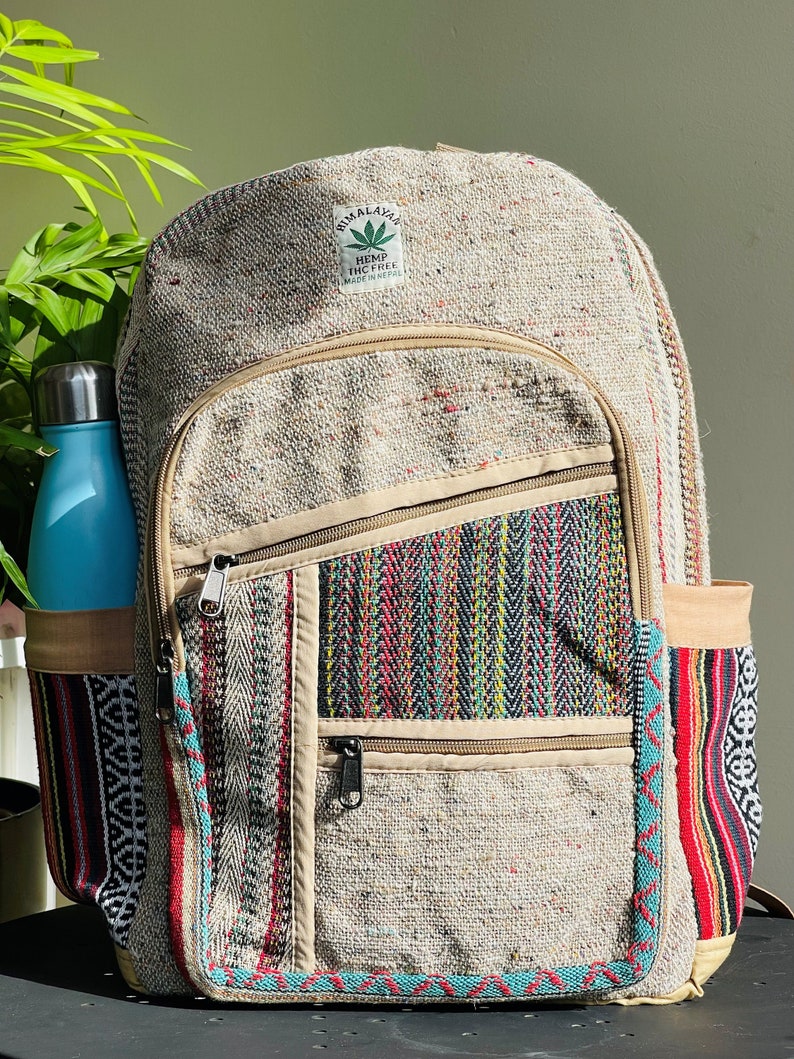 LARGE Himalayan Hemp Backpack With LAPTOP POCKET Nepal Fair Trade ...