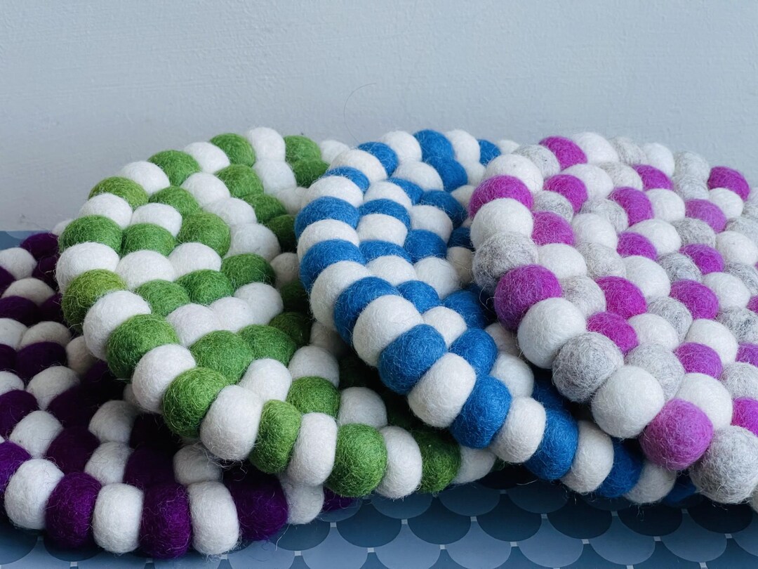Nepal Handmade 20cm Wool Felt Mat Coaster Trivets Handmade Home Decor ...