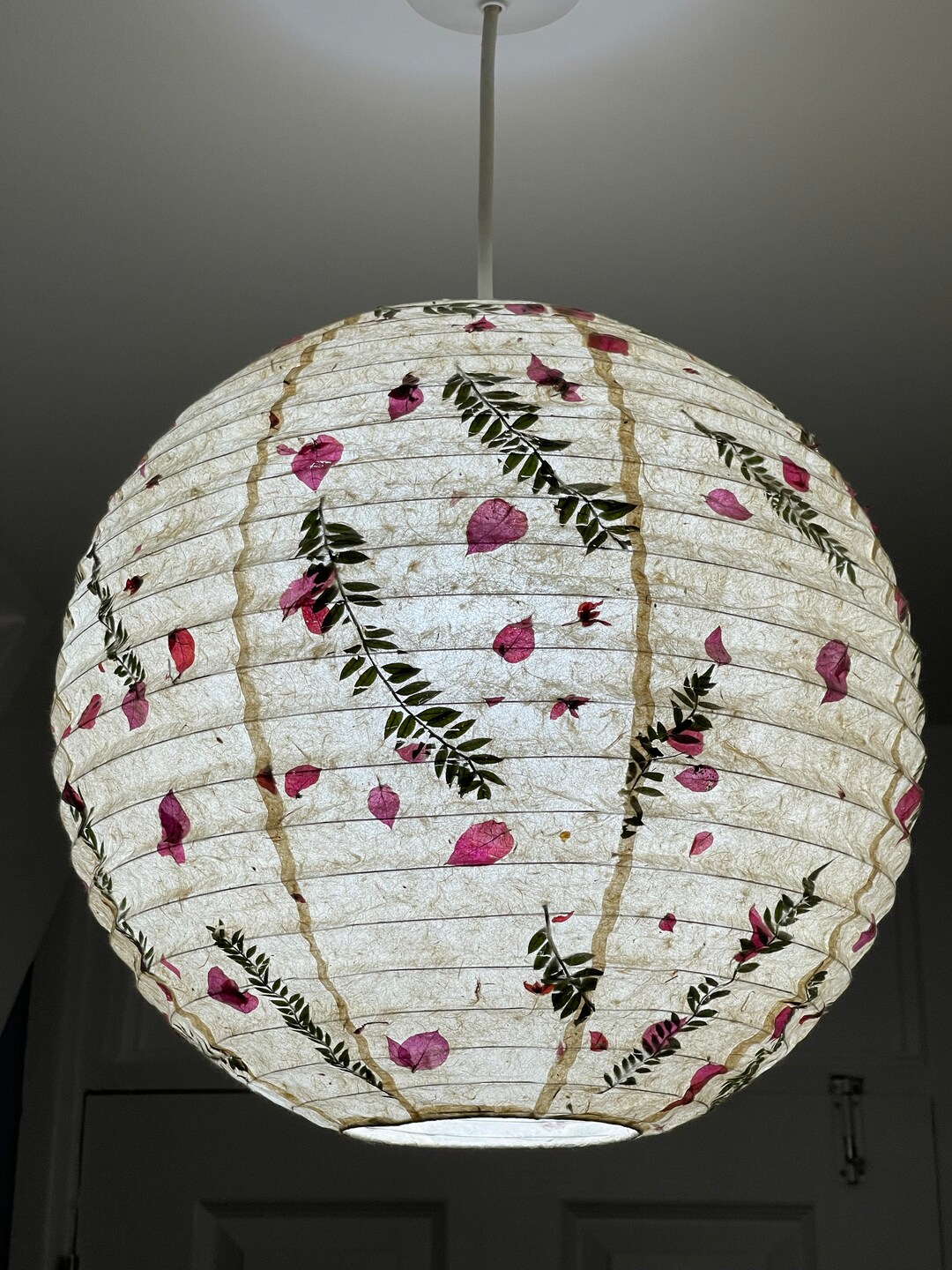 Handmade Paper Lamp Shades / Lokta Bougainvilliea Petal Paper Lamp ...