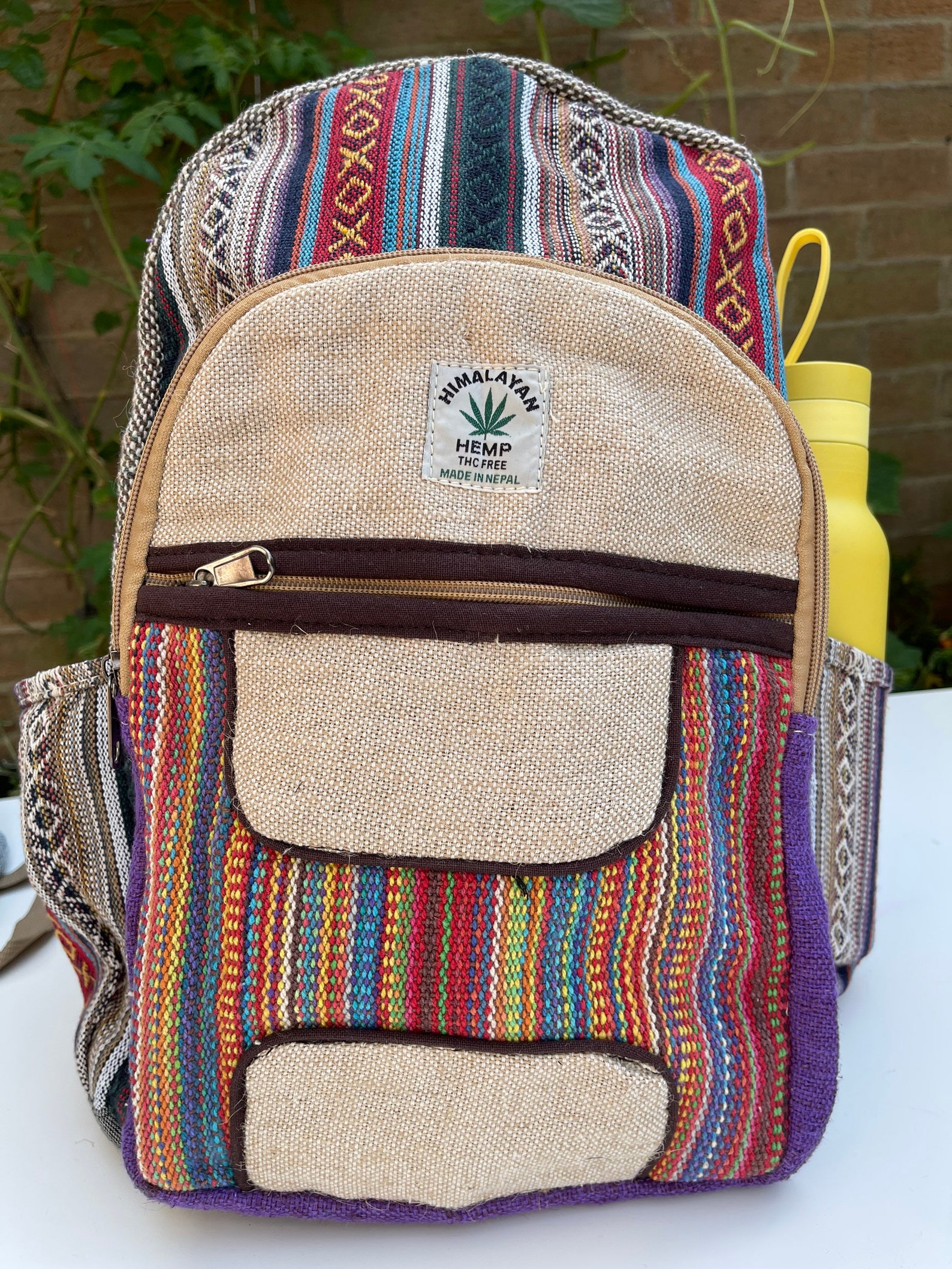 LARGE Himalayan Hemp Backpack With LAPTOP POCKET Nepal Fair - Etsy